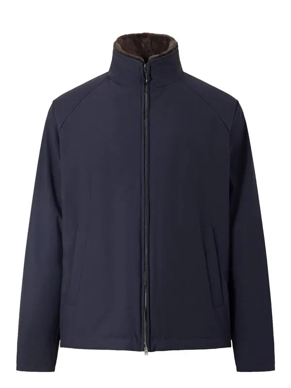 Herno Faux Fur Trimmed Bomber Jacket - Blue