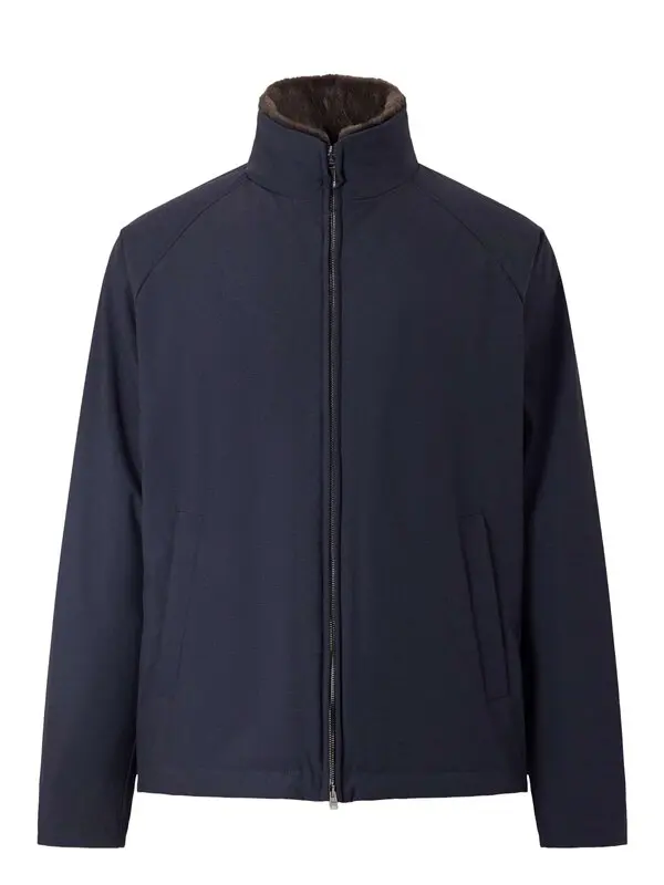 Herno Faux Fur Trimmed Bomber Jacket - Navy