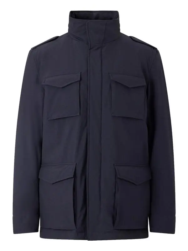 Herno Four Pockets Woven Field Jacket - Blue