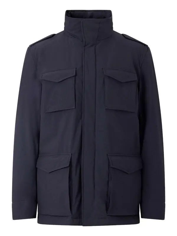 Herno Four Pockets Woven Field Jacket - Navy