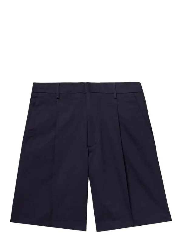 Nn07 Kay 1420 Straight-leg Pleated Stretch Organic Cotton Shorts - Blue