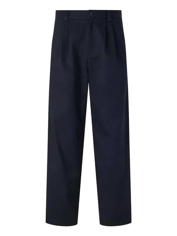 A.p.c. Ricky Straight-leg Pleated Organic Cotton Trousers - Blue