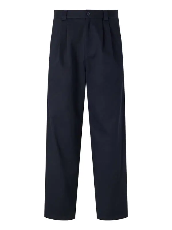 A.p.c. Ricky Straight-leg Pleated Organic Cotton Trousers - Navy