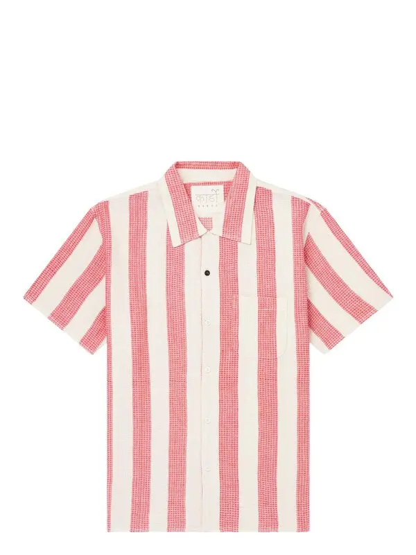 KARDO Camp-collar Striped Cotton Shirt - Red