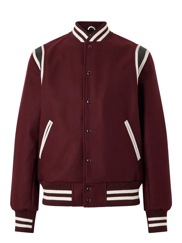 Golden Bear Hayes Leather Trimmed Wool-blend Varsity Jacket - Red