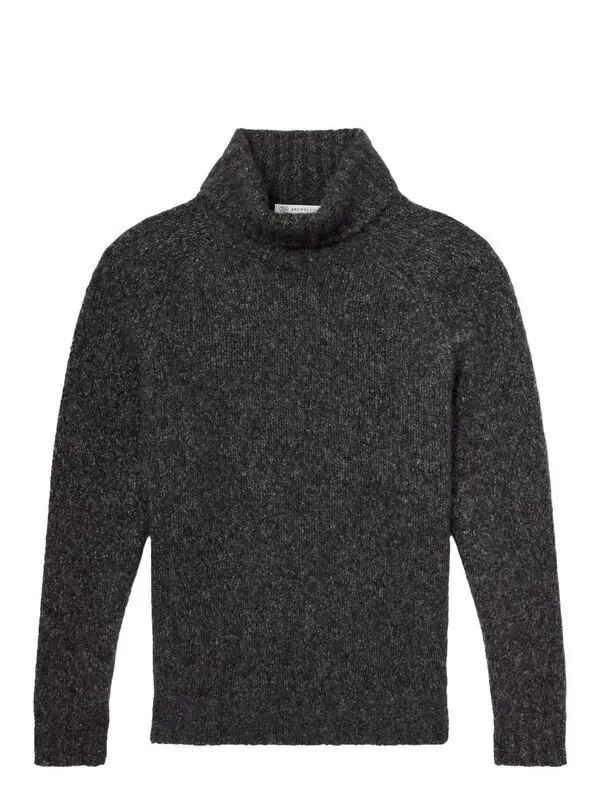Brunello Cucinelli Ribbed Cashmere And Silk-blend Rollneck Sweater - Gray