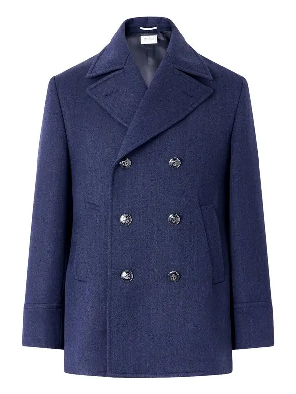 Brunello Cucinelli Double-breasted Wool And Silk-blend Coat - Blue