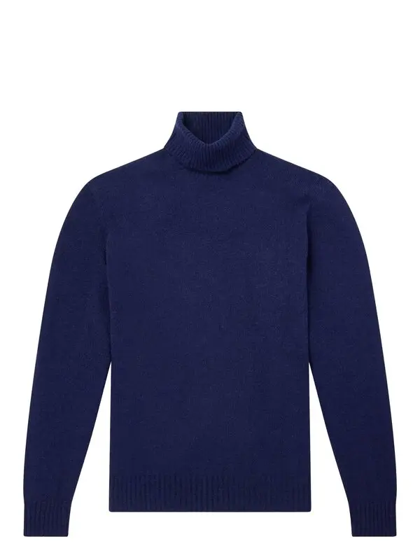 Brunello Cucinelli Alpaca-blend Rollneck Sweater - Navy