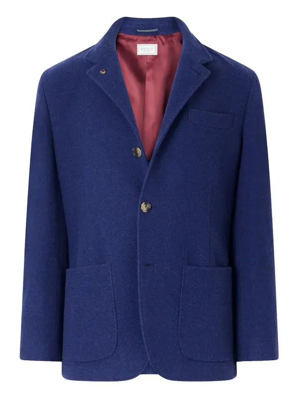 Brunello Cucinelli Unstructured Brushed-cashmere Blazer - Blue