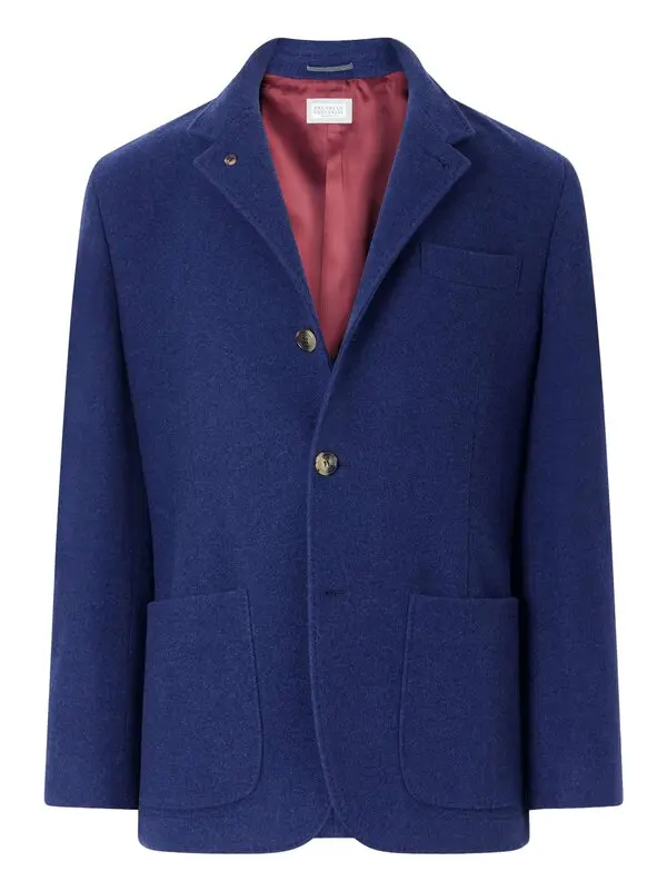 Brunello Cucinelli Unstructured Brushed-cashmere Blazer - Navy
