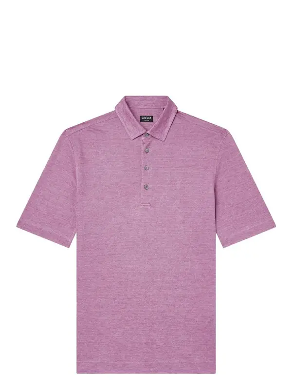 Zegna Oasi Linen Polo Shirt - Pink