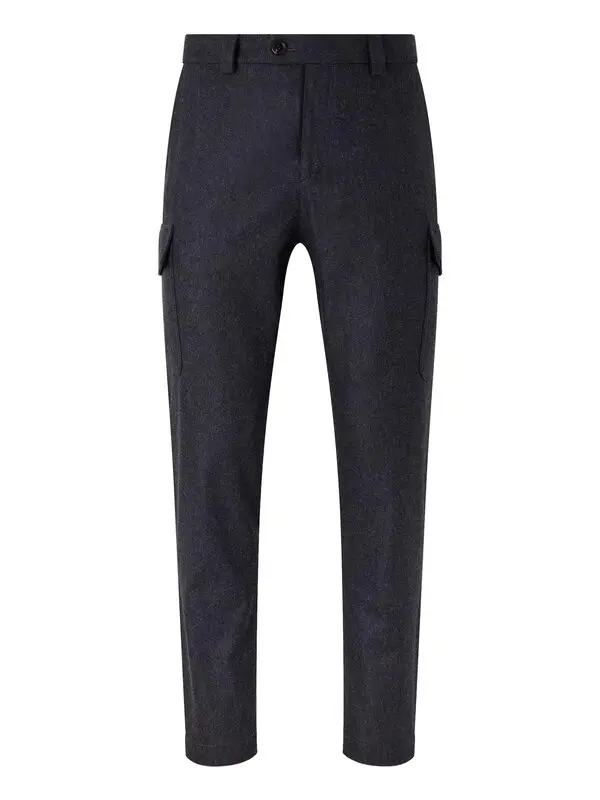 Brunello Cucinelli Tapered Virgin Wool Cargo Trousers - Charcoal