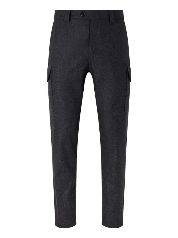 Brunello Cucinelli Tapered Virgin Wool Cargo Trousers - Gray
