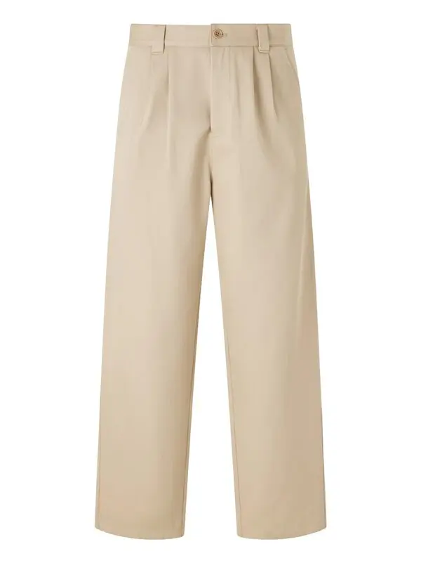 A.p.c. Ricky Straight-leg Pleated Organic Cotton Trousers - Neutrals