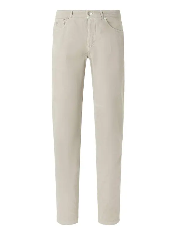 Brunello Cucinelli Straight-leg Cotton Corduroy Trousers - Beige