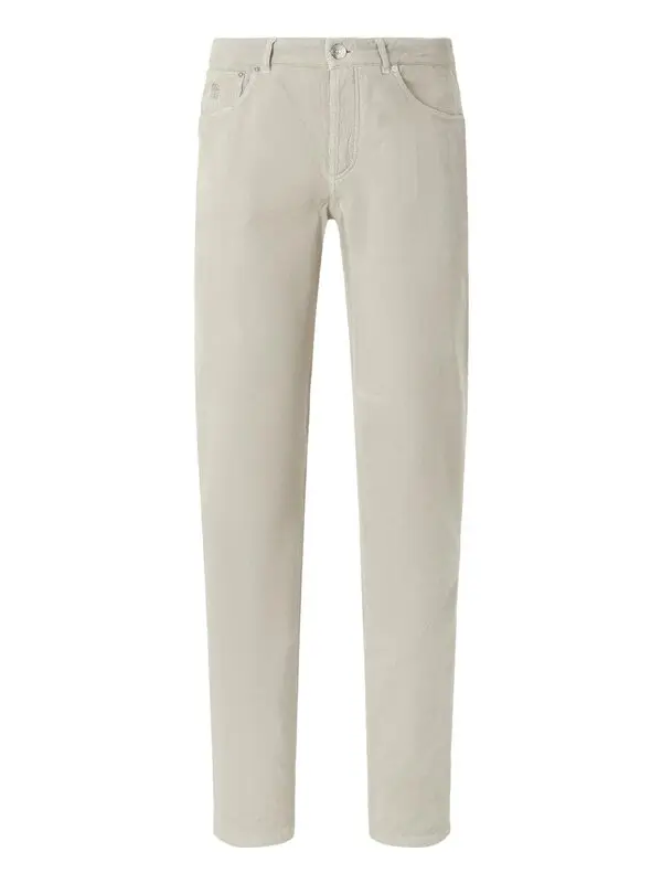 Brunello Cucinelli Straight-leg Cotton-corduroy Trousers - Neutrals