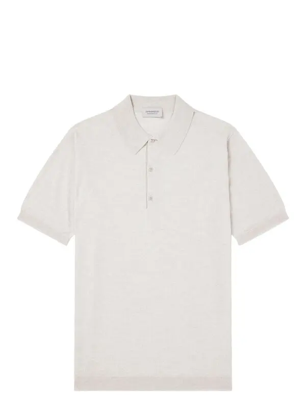 John Smedley Macloud Knitted Merino Wool Polo Shirt - Neutrals