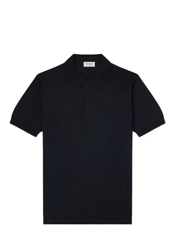 John Smedley Macloud Knitted Merino Wool Polo Shirt - Black
