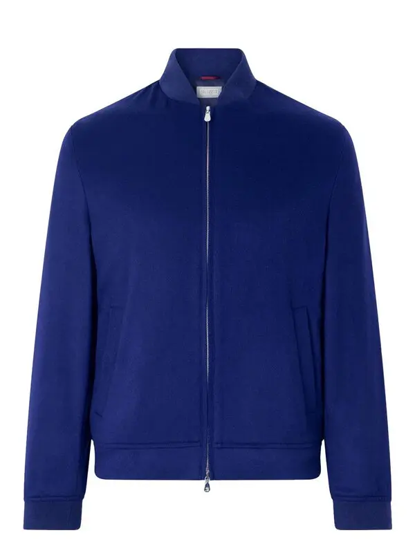 Brunello Cucinelli Cashmere Zip-up Bomber Jacket - Blue