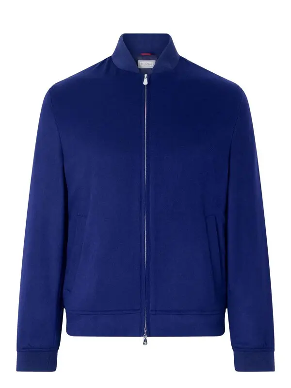 Brunello Cucinelli Cashmere Zip-up Bomber Jacket - Navy
