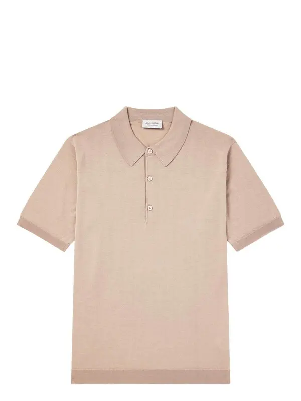 John Smedley Macloud Knitted Merino Wool Polo Shirt - Neutrals