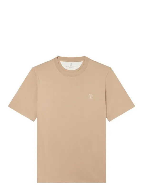 Brunello Cucinelli Logo-print Cotton-jersey T-shirt - Brown