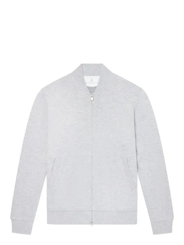 Brunello Cucinelli Cashmere-blend Zip-up Sweater - Gray