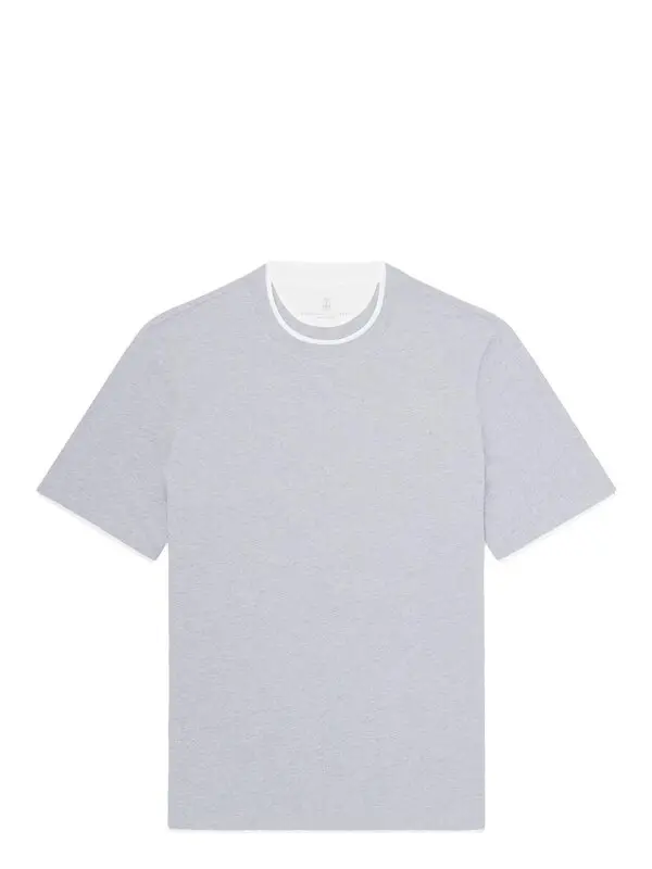 Brunello Cucinelli Layered Cotton-jersey T-shirt - Gray