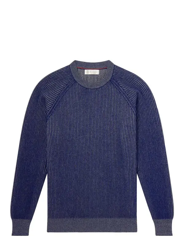 Brunello Cucinelli Ribbed Cashmere Sweater - Blue