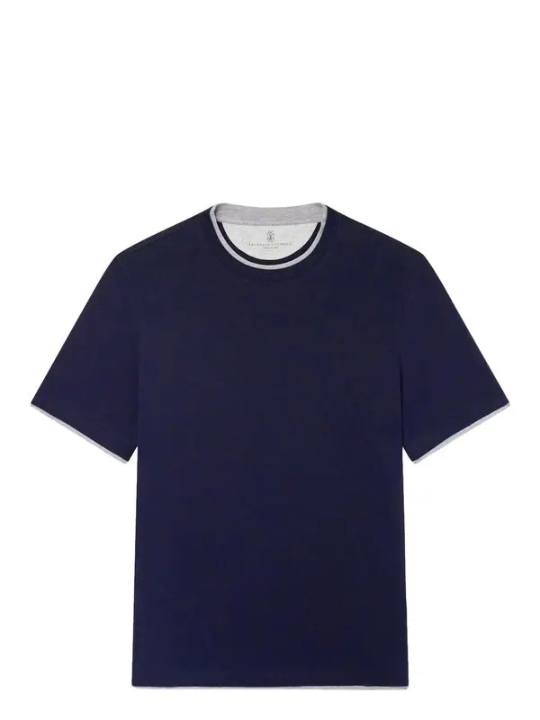 Brunello Cucinelli Layered Cotton-jersey T-shirt - Blue