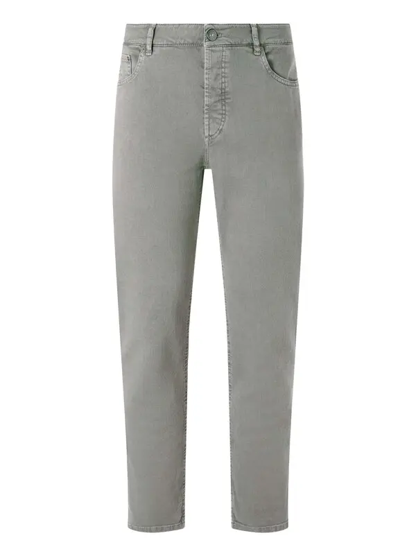 Brunello Cucinelli Slim-fit Cotton-blend Jeans - Gray Green