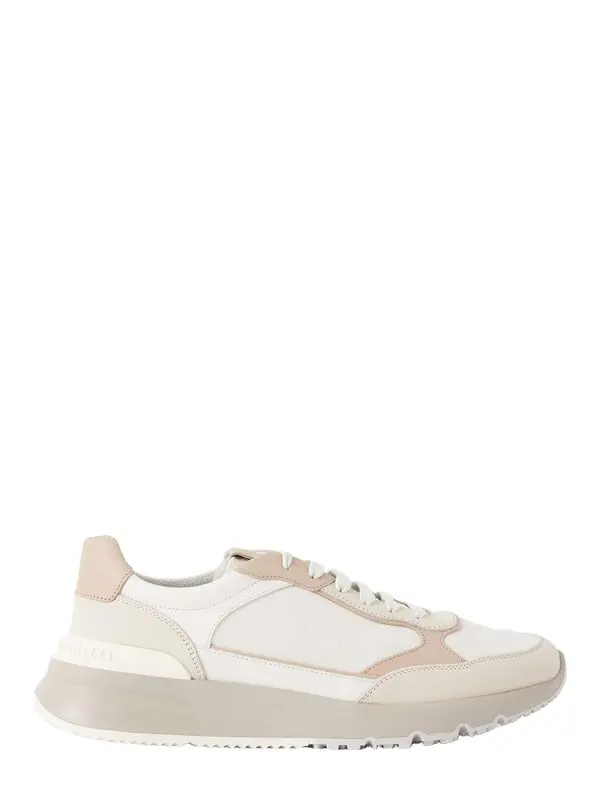 Brunello Cucinelli Paneled Suede And Leather Sneakers - Beige