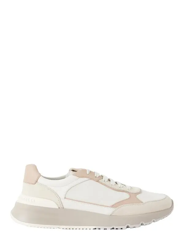 Brunello Cucinelli Paneled Suede And Leather Sneakers - Neutrals