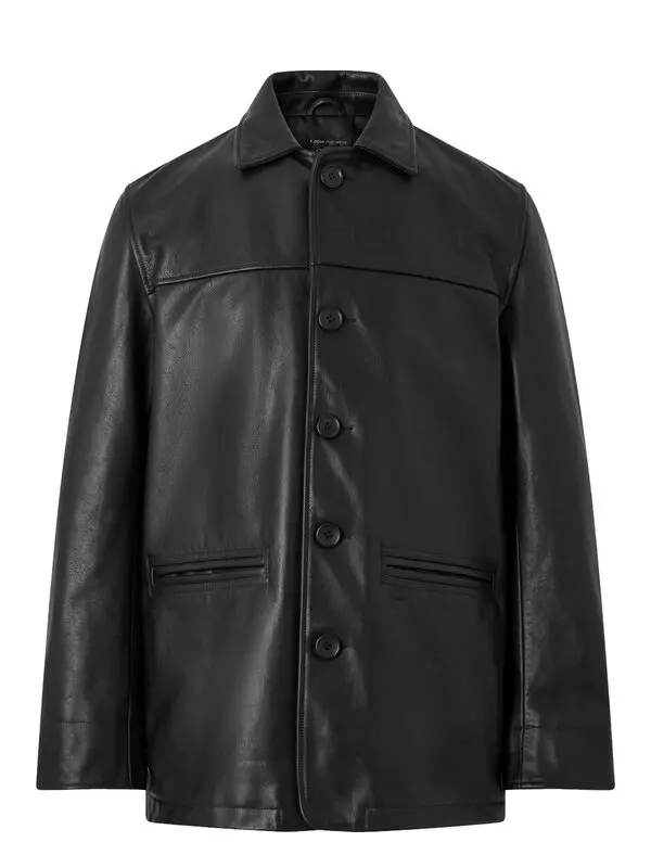 Golden Bear European Aniline Leather Car Coat - Black