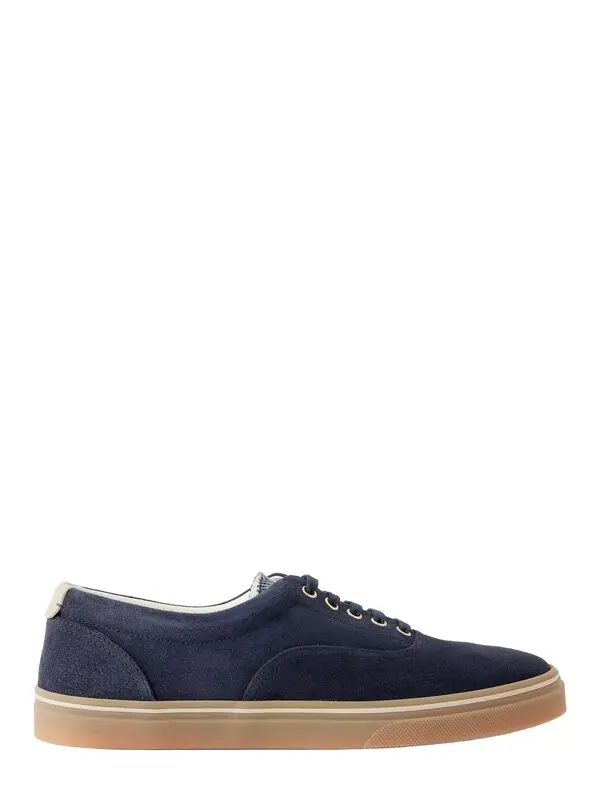 Brunello Cucinelli Suede Low Top Sneakers - Navy
