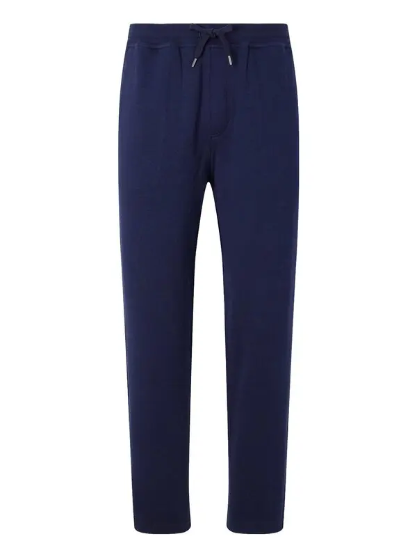 Brunello Cucinelli Tapered Cotton, Cashmere And Silk-blend Jersey Sweatpants - Blue