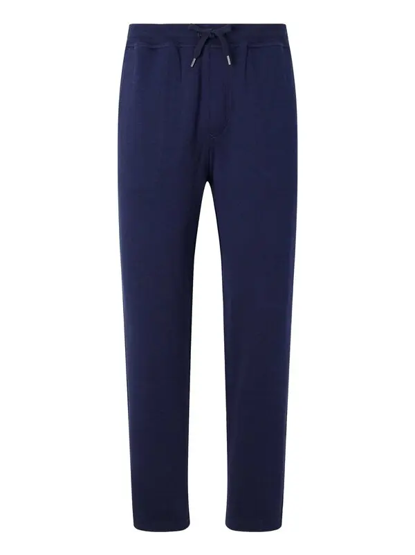 Brunello Cucinelli Tapered Cotton, Cashmere And Silk-blend Jersey Sweatpants - Navy