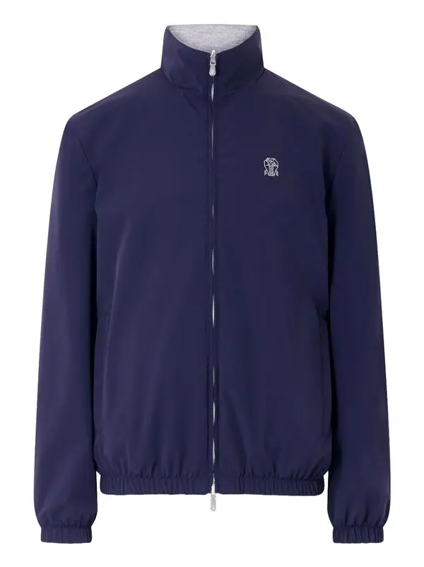 Brunello Cucinelli Logo-embroidered Shell Blouson Jacket - Blue