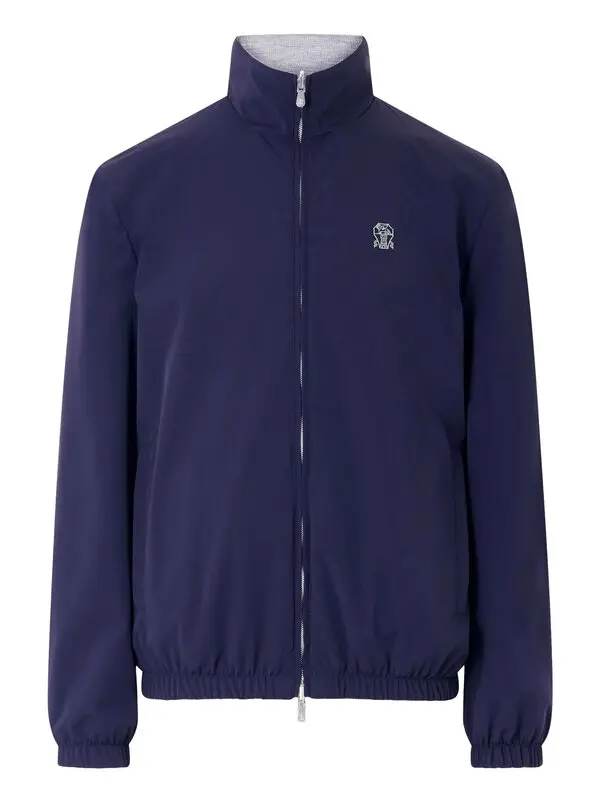 Brunello Cucinelli Logo-embroidered Shell Blouson Jacket - Navy