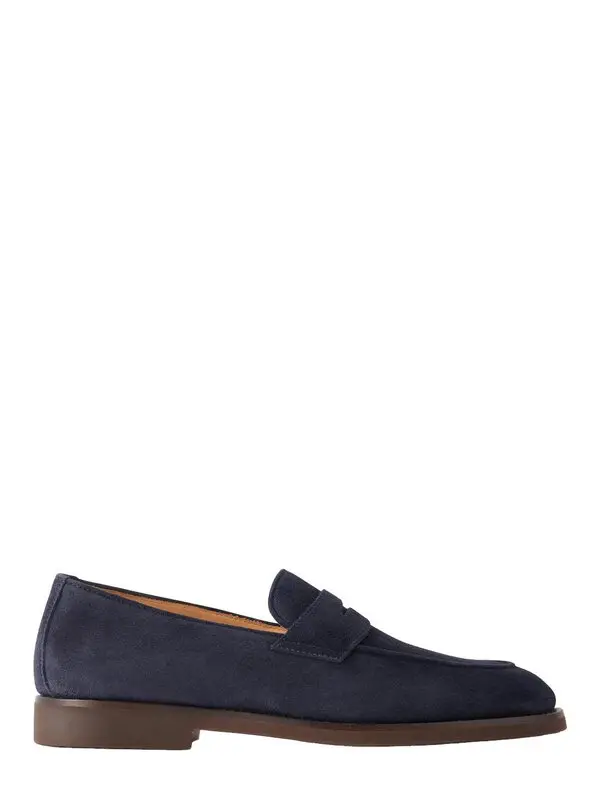 Brunello Cucinelli Flex Suede Penny Loafers - Blue