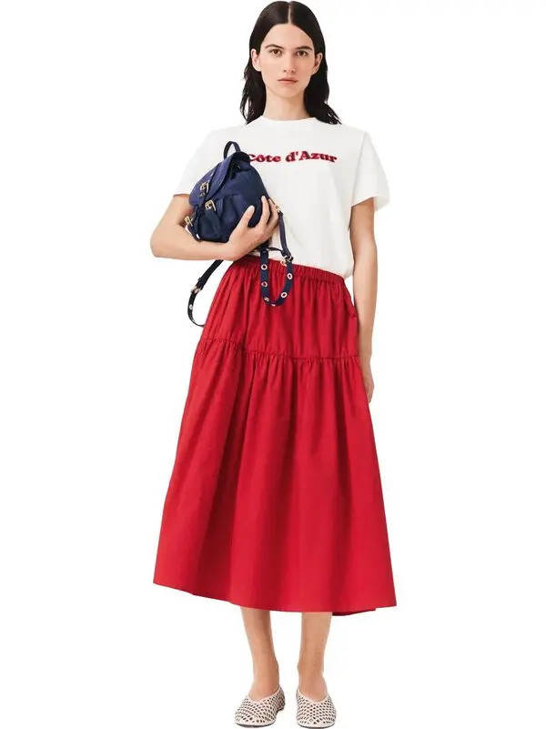 Maje Cotton T-shirt With Raised Embroidery - White