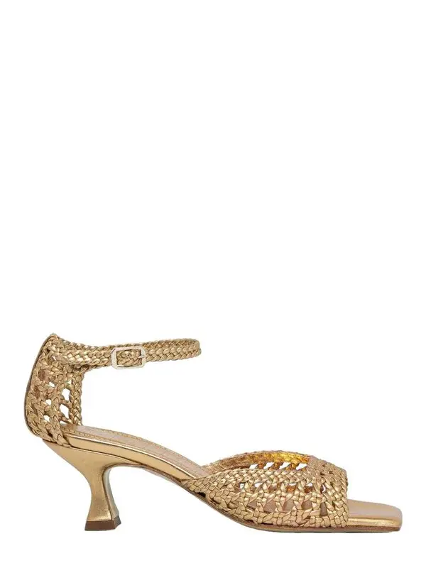 SOULIERS MARTINEZ Veronica Woven Leather Sandals - Yellow