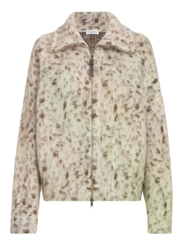 Brunello Cucinelli Lynx Jacquard Cardigan - Neutrals