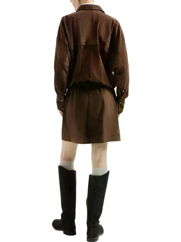 Brunello Cucinelli Suede Shirt Dress - Brown