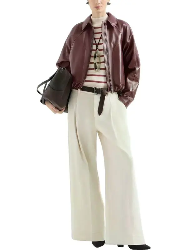 Brunello Cucinelli Virgin Wool, Cashmere, And Silk Knit T-shirt With Sparkling Stripes - Neutrals