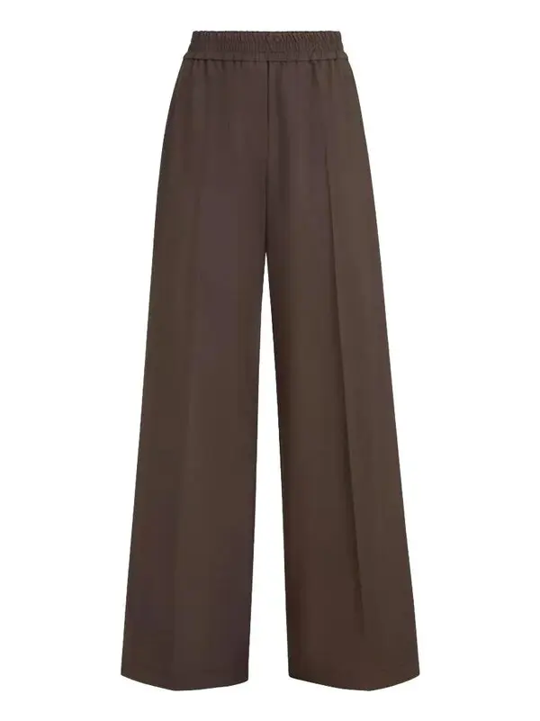 Brunello Cucinelli Tropical Luxury Wool Loose Track Trousers - Brown