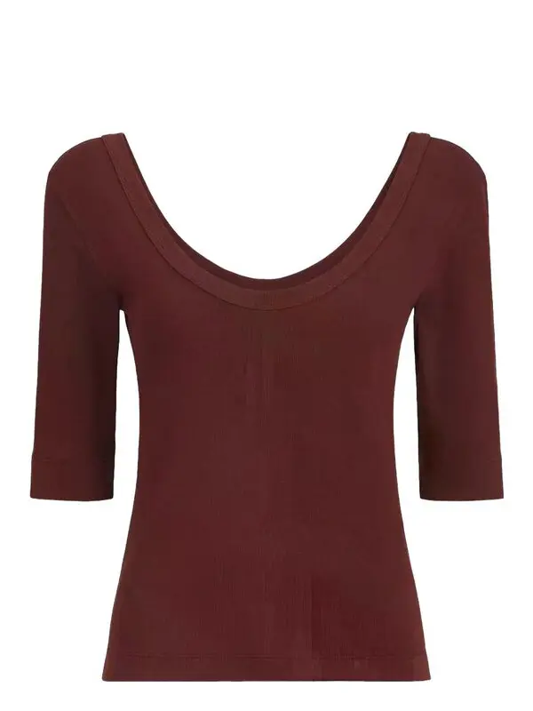 Brunello Cucinelli Stretch Cotton Ribbed Jersey T-shirt With Monili - Red