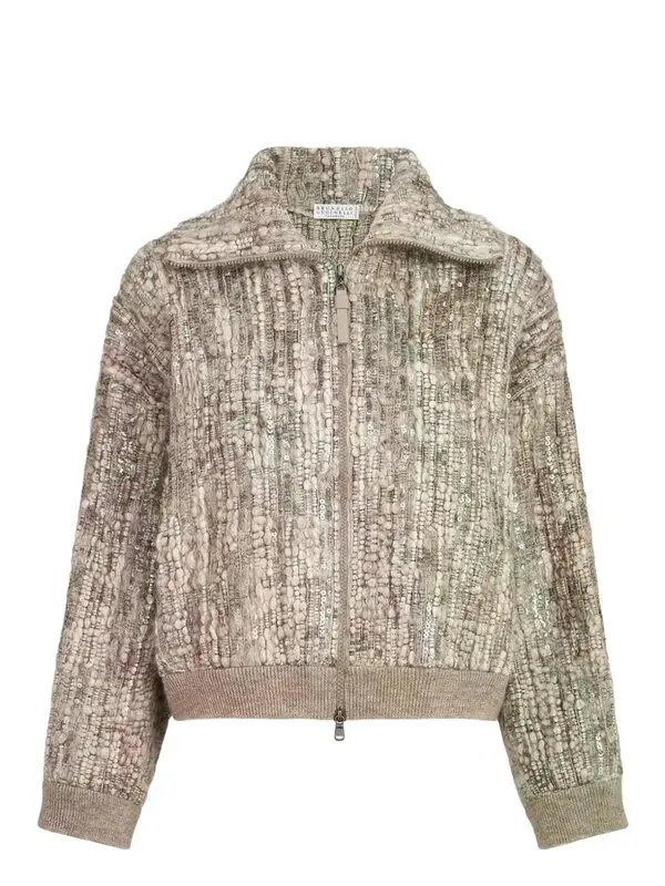 Brunello Cucinelli Mohair And Wool Cardigan - Neutrals