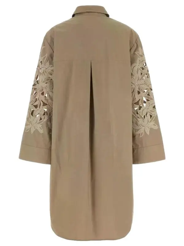 Agnona Poplin Floral Dress - Neutrals