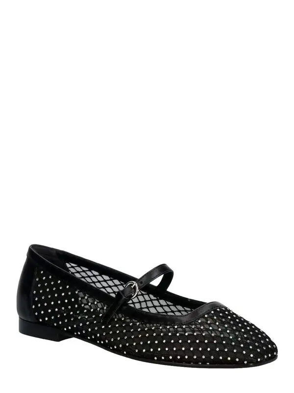 POLLINI Crystal-embellished Mesh Ballet Flats - Black